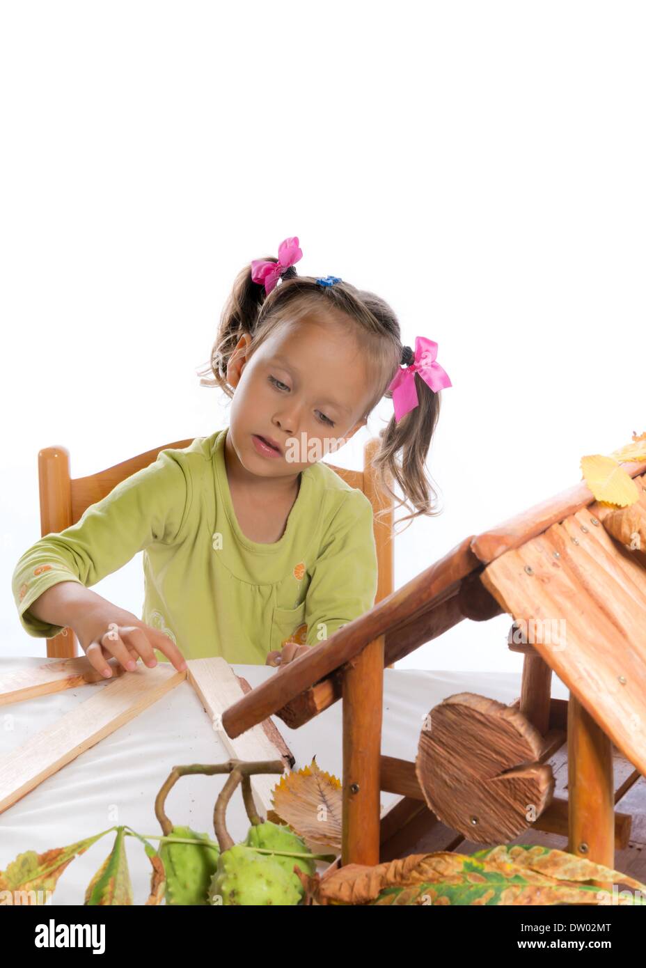 small girls in do handicraft Stock Photo - Alamy