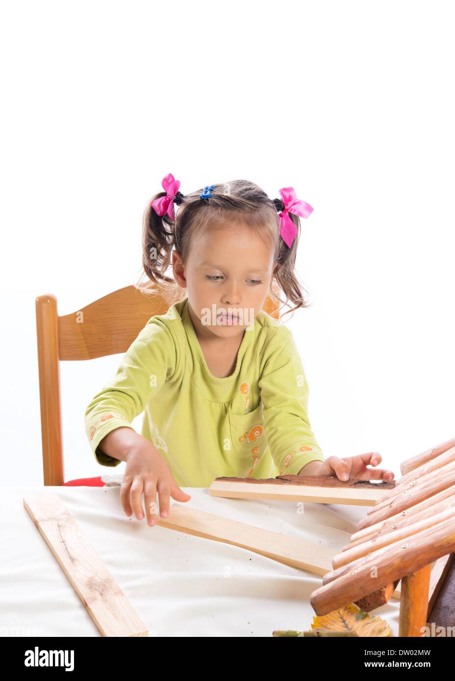 small girls in do handicraft Stock Photo - Alamy