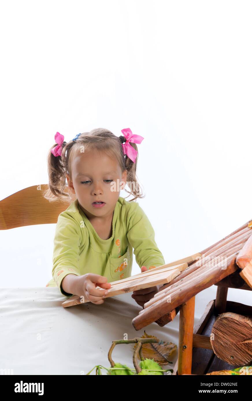 small girls in do handicraft Stock Photo - Alamy