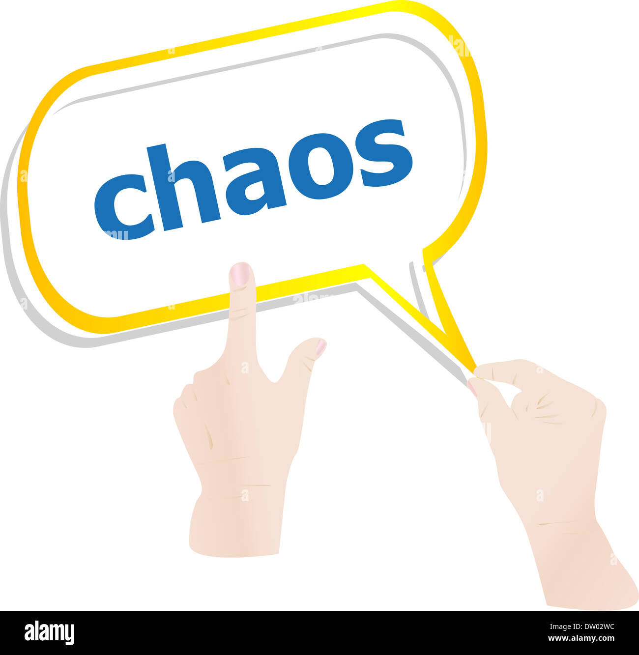 hands push word chaos on speech bubbles Stock Photo - Alamy
