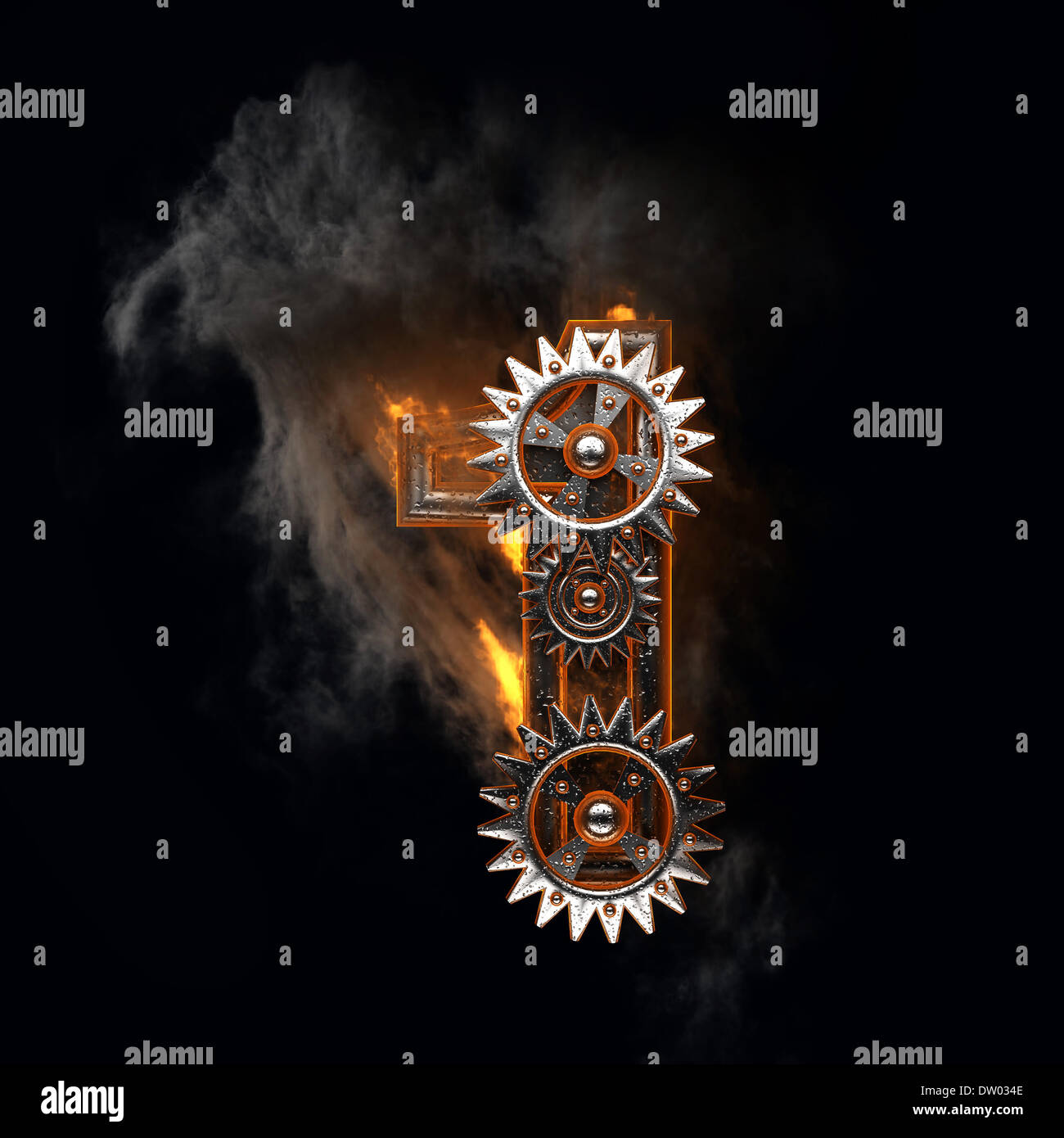 burning figure with gears Stock Photo - Alamy