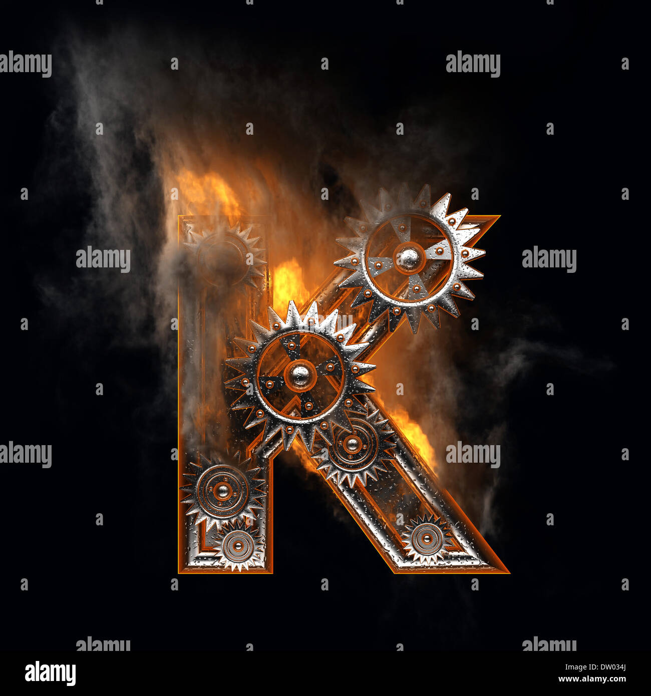 burning figure with gears Stock Photo - Alamy