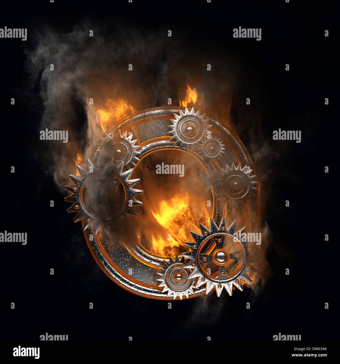 burning figure with gears Stock Photo - Alamy