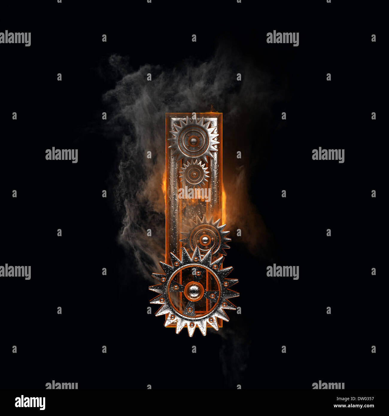 burning figure with gears Stock Photo - Alamy