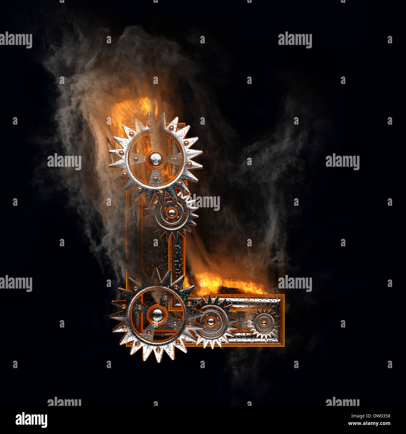 burning figure with gears Stock Photo - Alamy