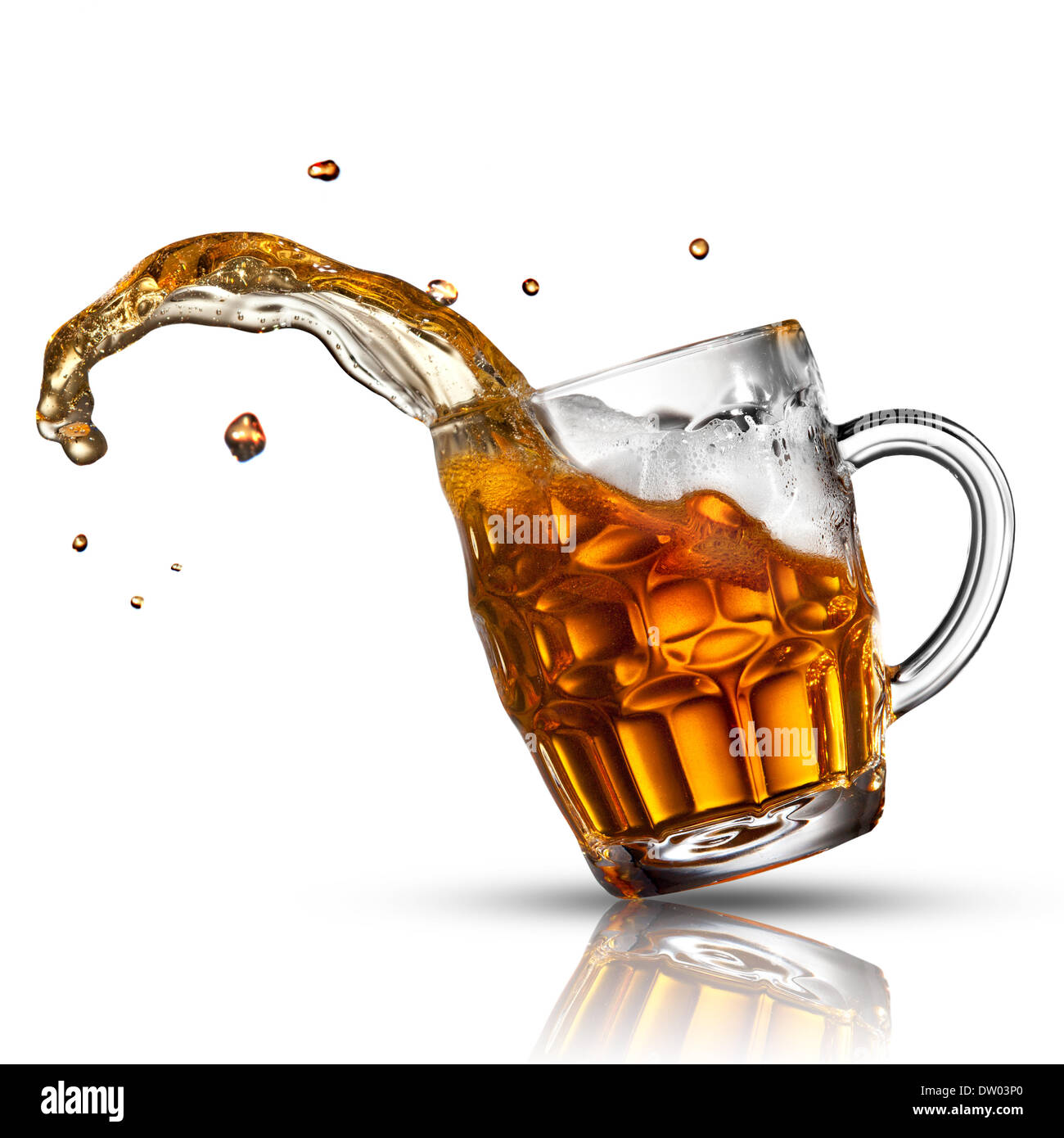 Beer splash in glass isolated on white Stock Photo - Alamy