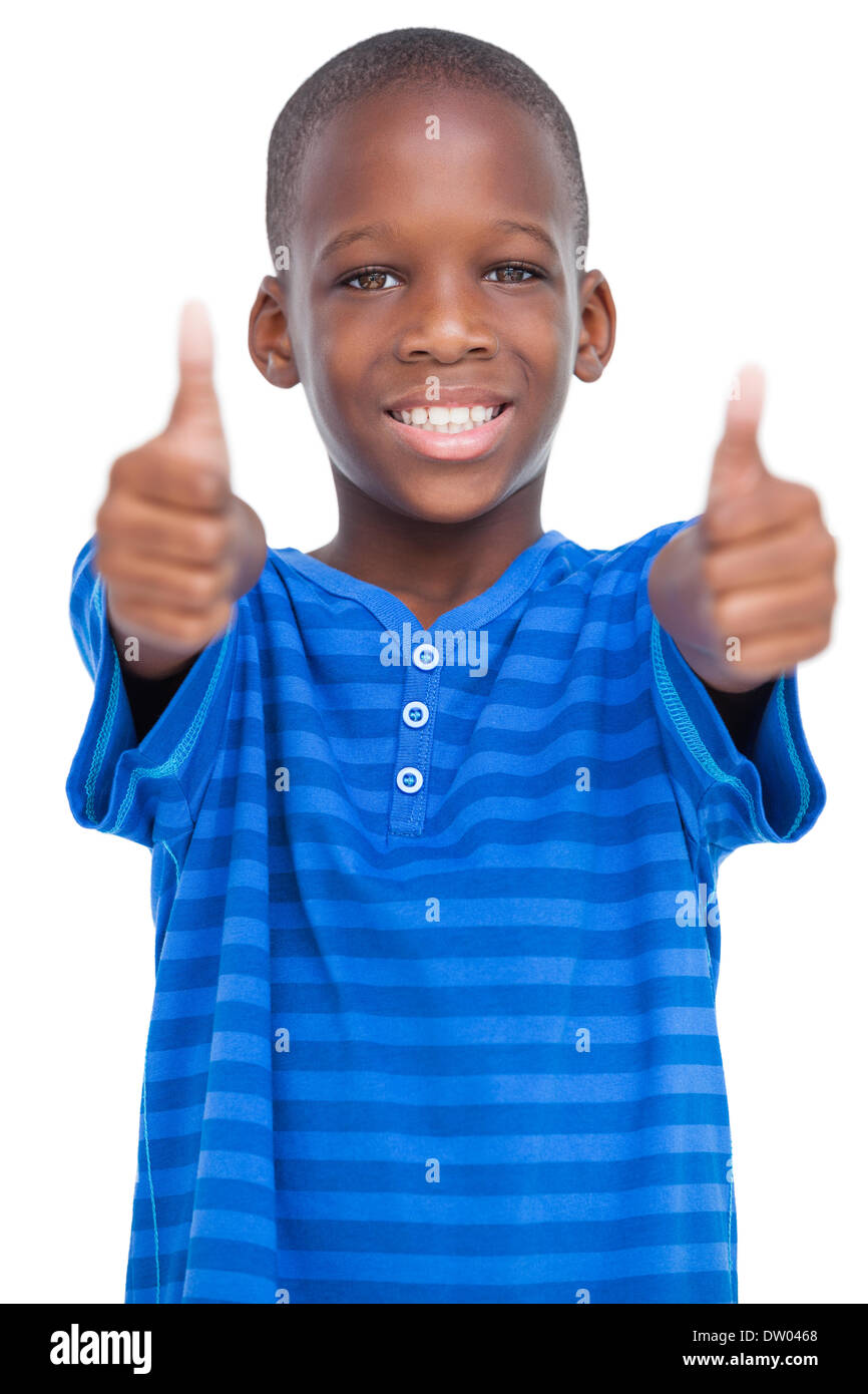 Smiling boy with thumbs up Stock Photo - Alamy