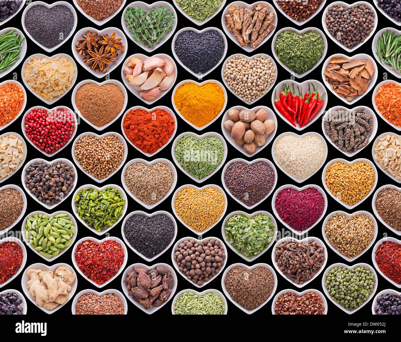 Seamless texture with spices and herbs over black background Stock ...