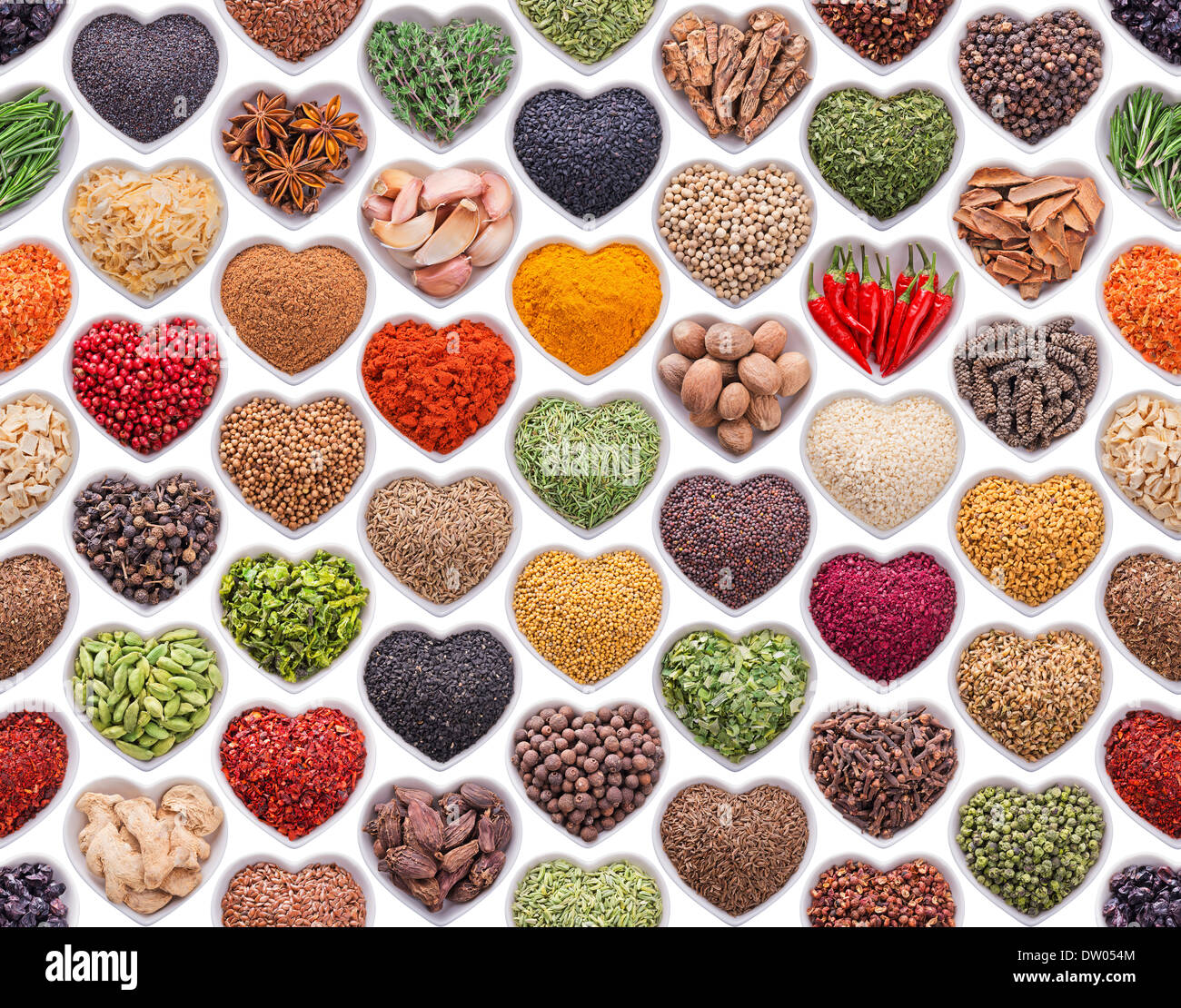 Seamless texture with spices and herbs over white background Stock ...