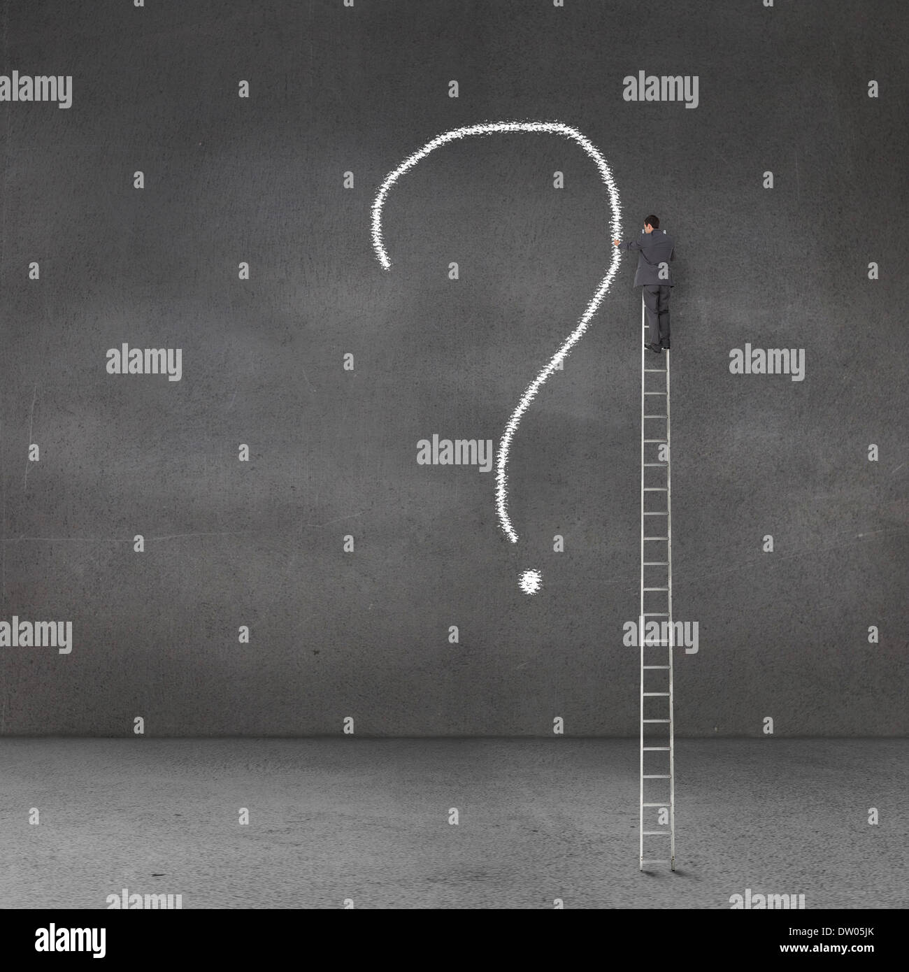 Businessman writing a question mark Stock Photo - Alamy