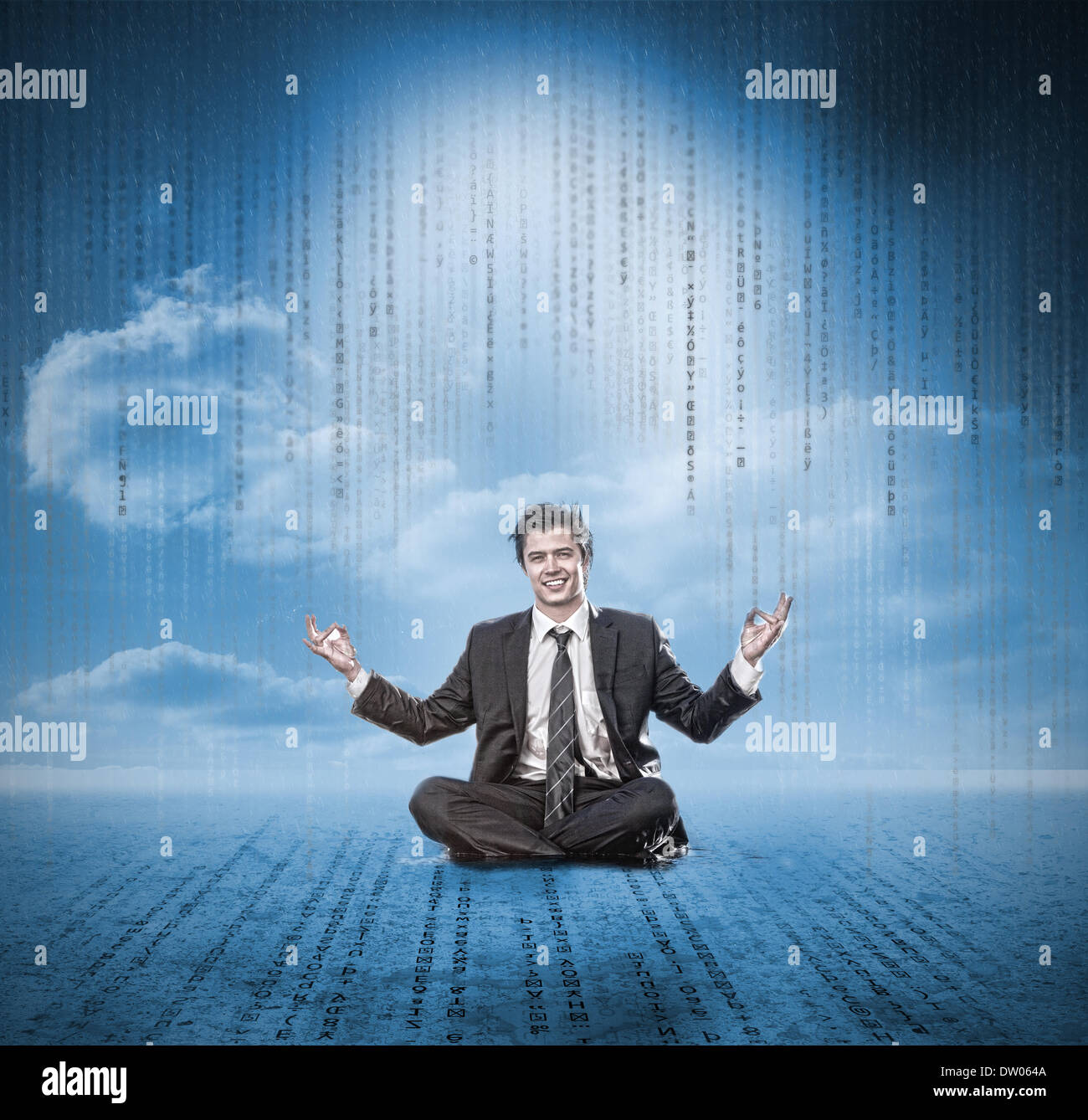 Happy businessman sitting cross hi-res stock photography and images - Alamy