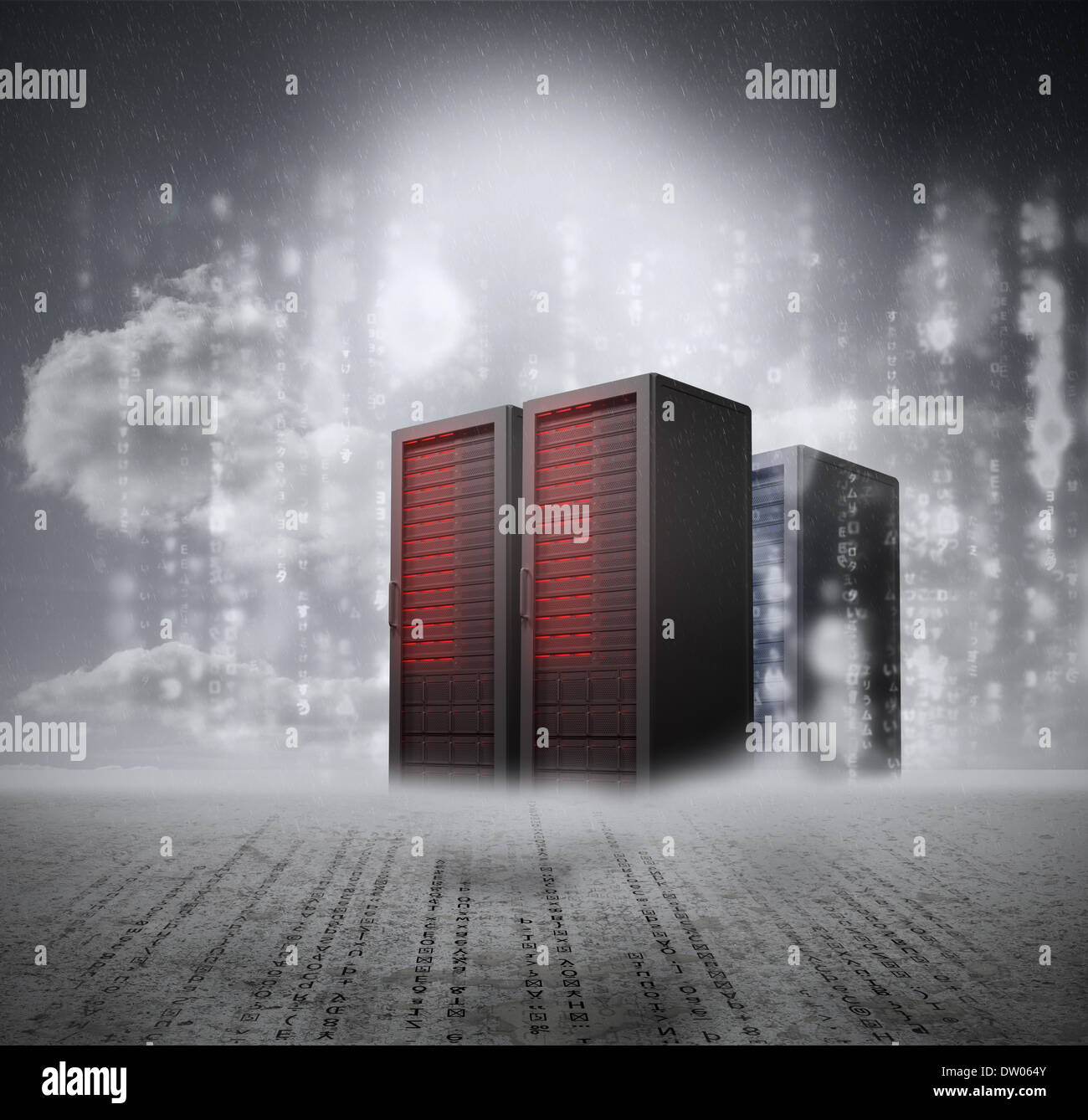 Red servers with grey background Stock Photo - Alamy