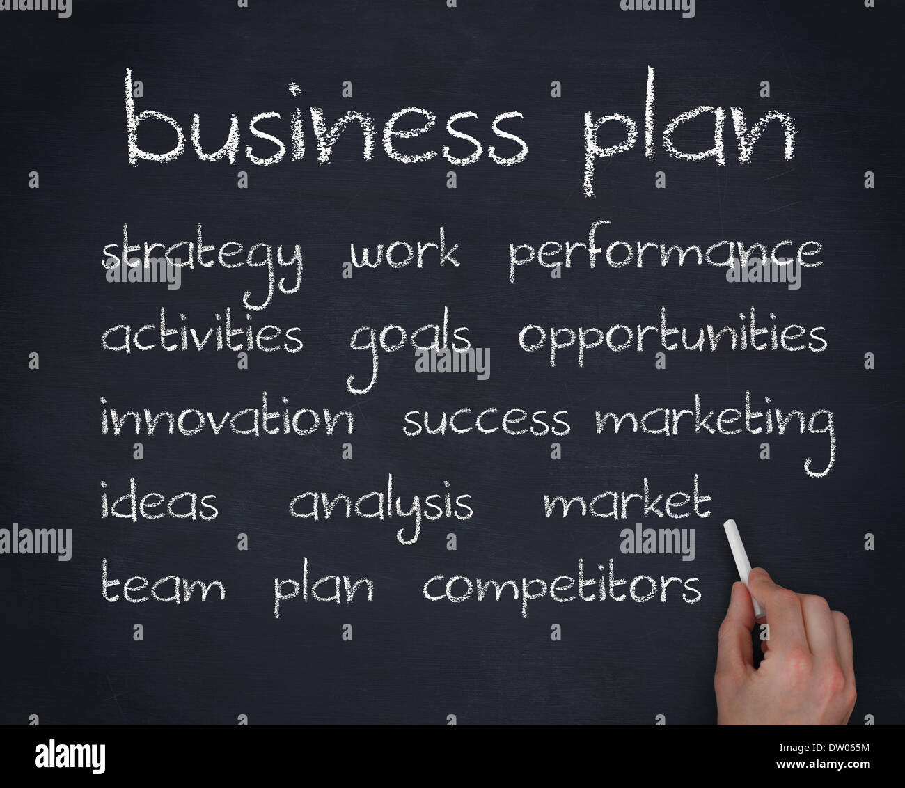 Blackboard writing white words hi-res stock photography and images - Alamy