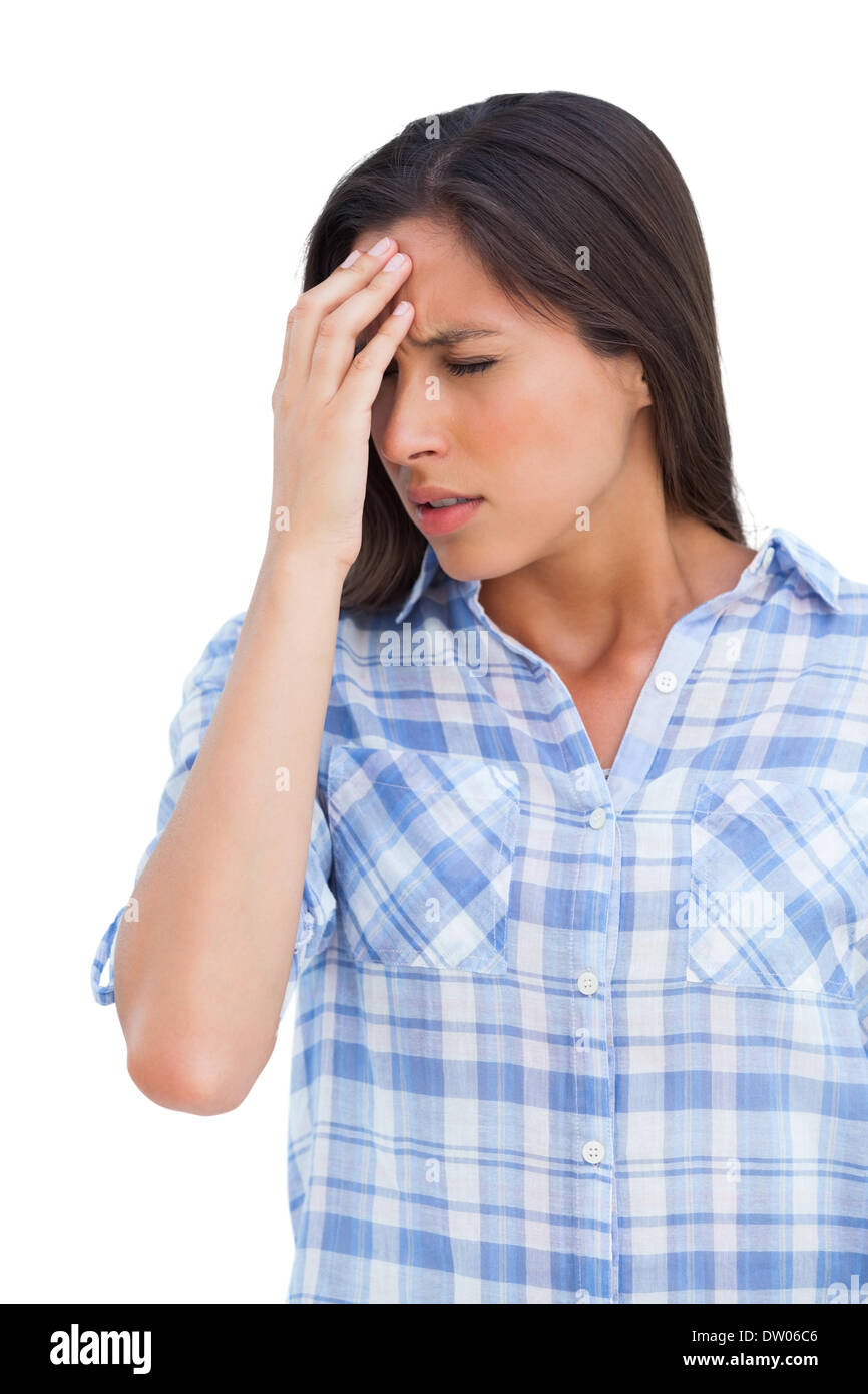 Woman touching forehead hand standing hi-res stock photography and ...