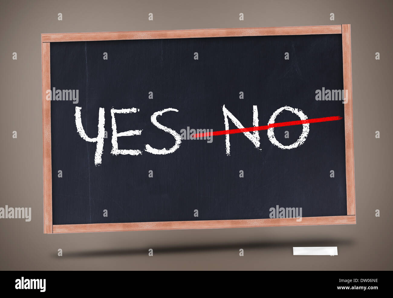 Yes and no written on blackboard Stock Photo - Alamy