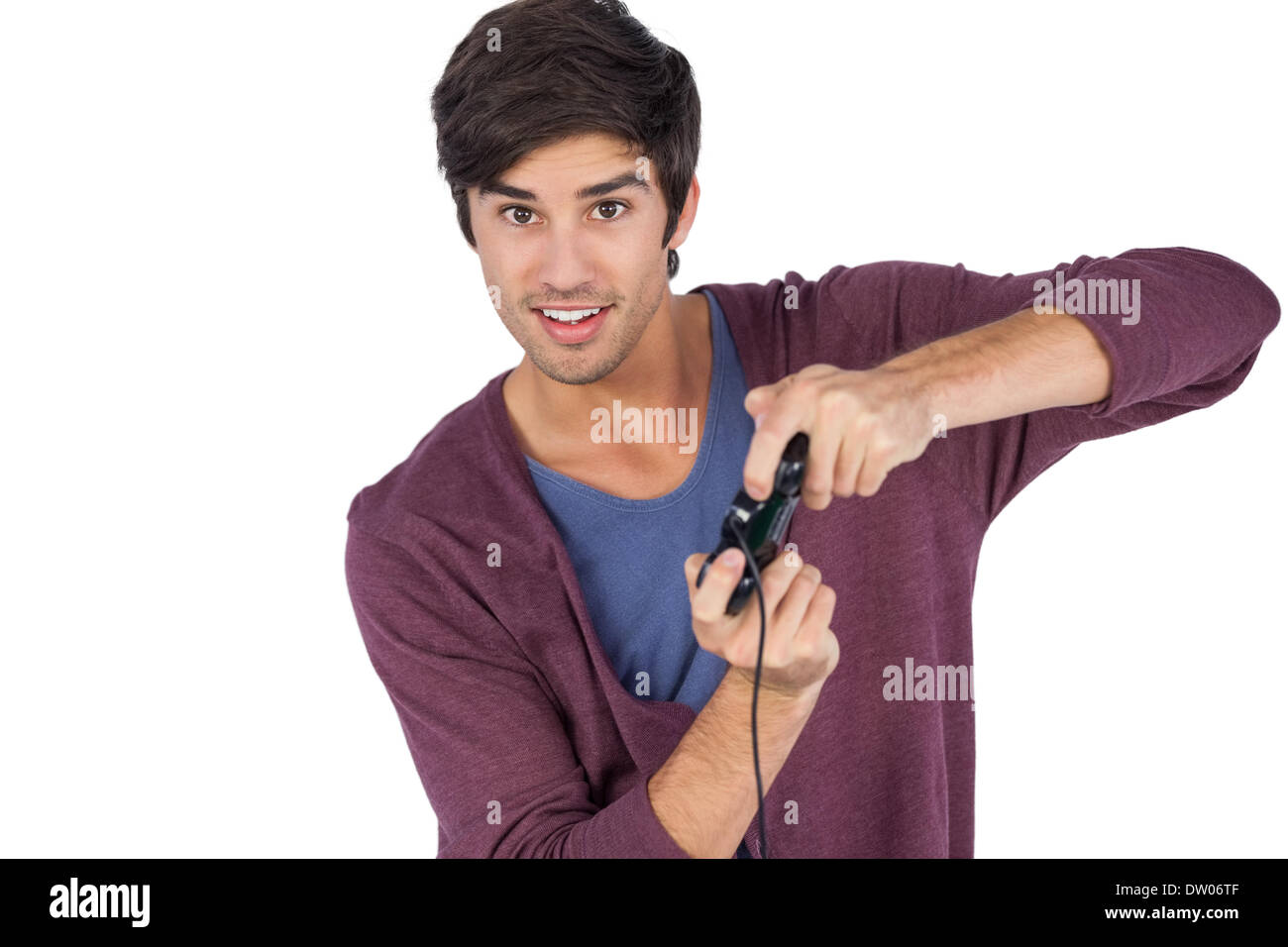 Young man playing video games Stock Photo - Alamy