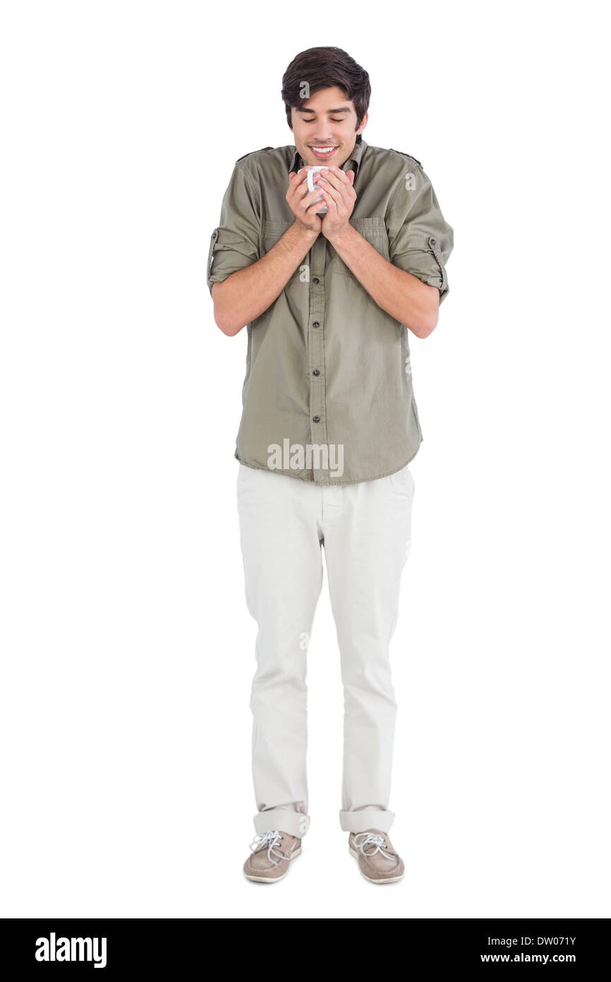 Man smiling cup coffee Cut Out Stock Images & Pictures - Alamy