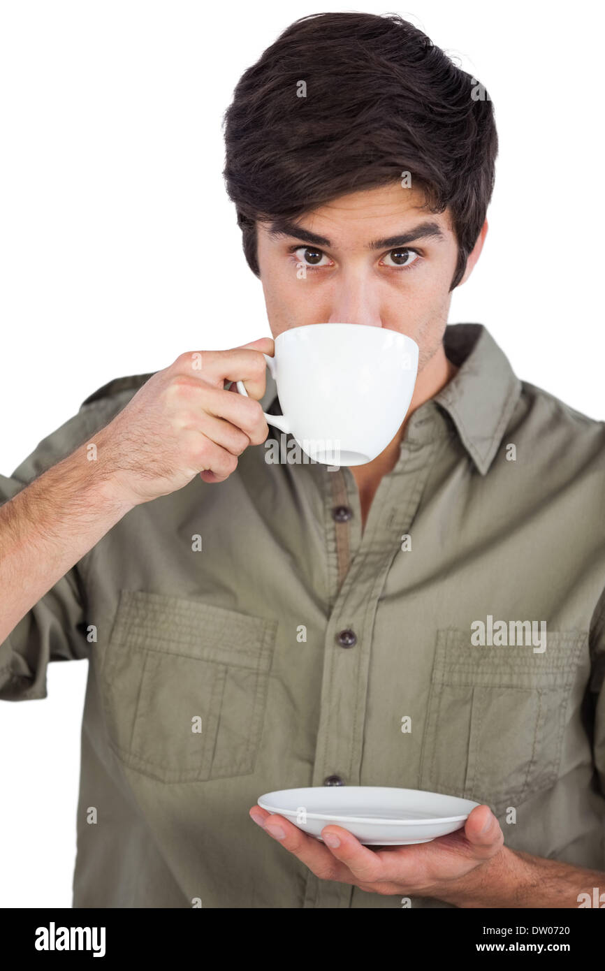 Man drinking cup of coffee Stock Photo - Alamy