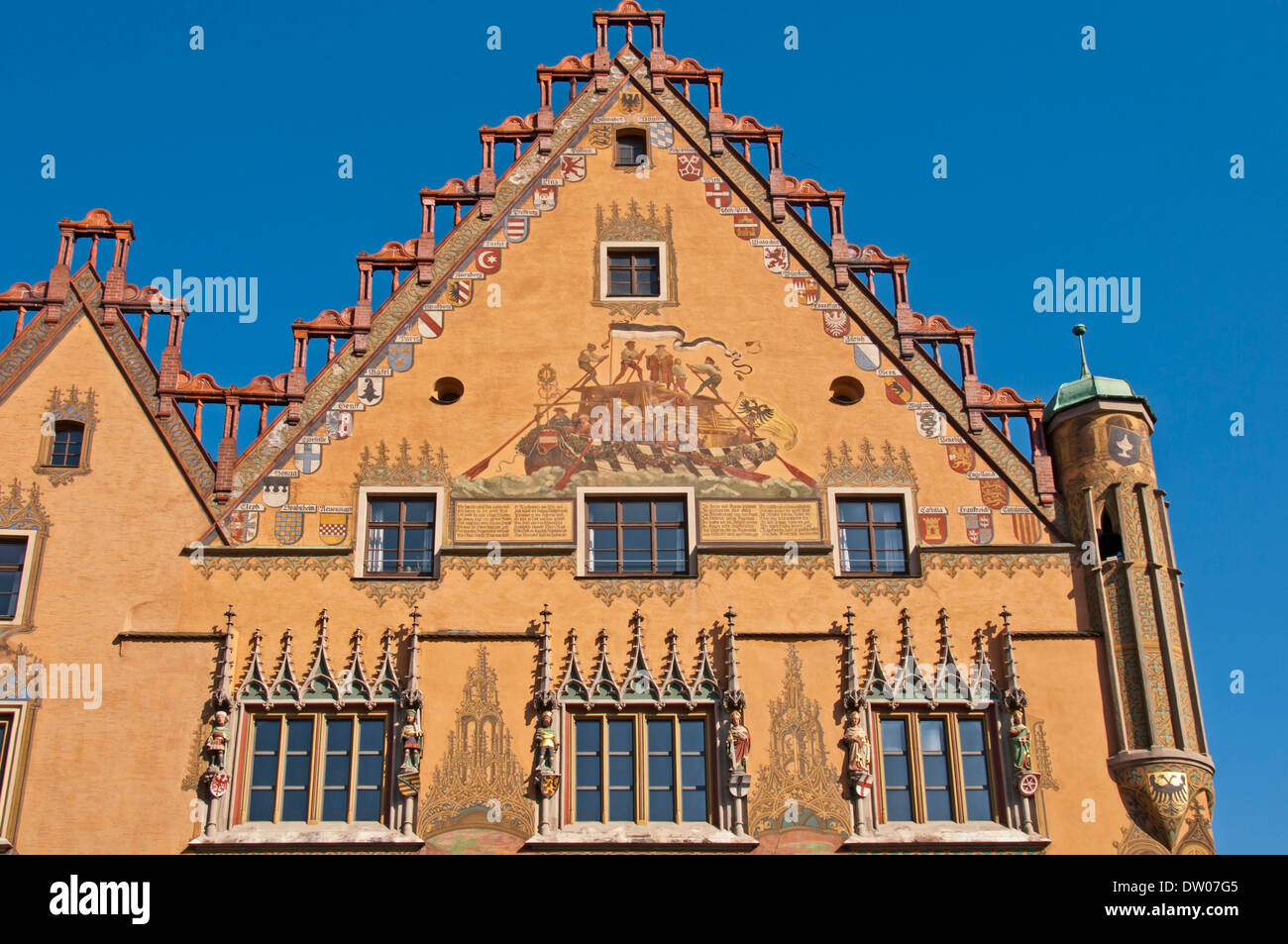 Windows, murals and six statues of electoral princes, town hall, 15th ...