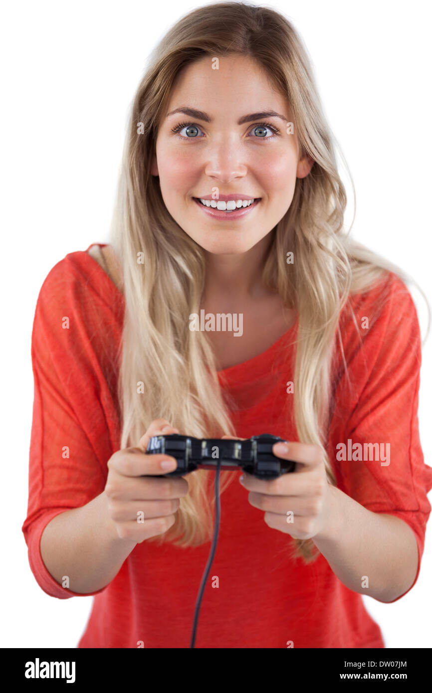 Young blonde gamer woman hi-res stock photography and images - Alamy