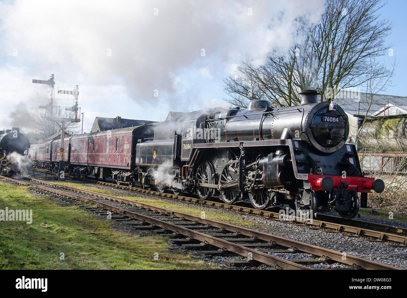 Steam Train departing with passenger service on heritage line Stock ...