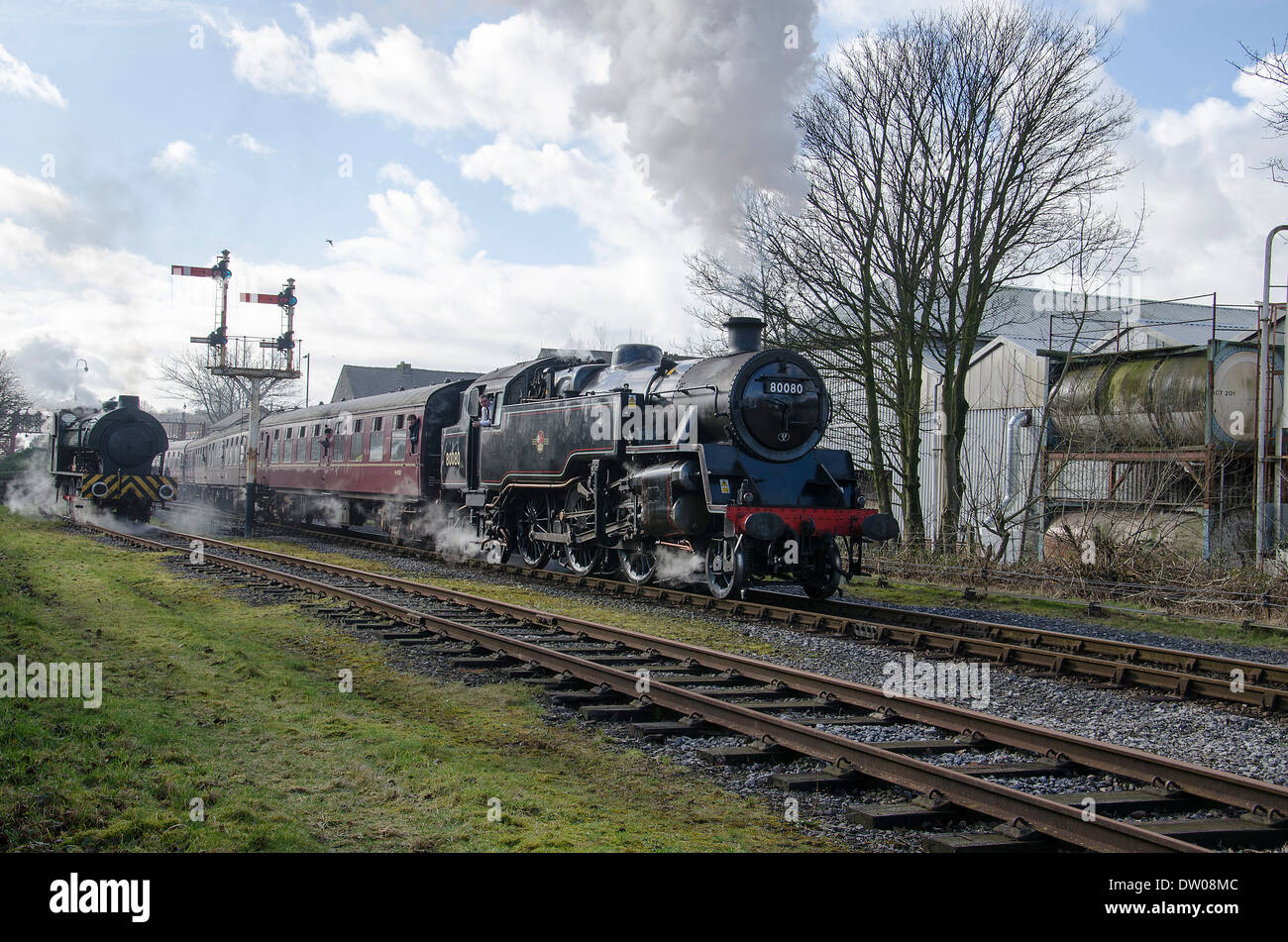 Steam Train departing with passenger service on heritage line Stock ...