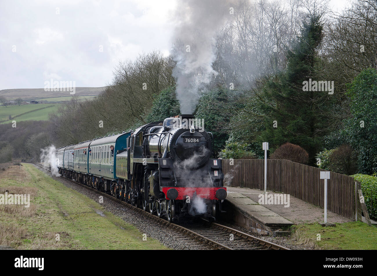 Steam Train departing with passenger service on heritage line Stock ...