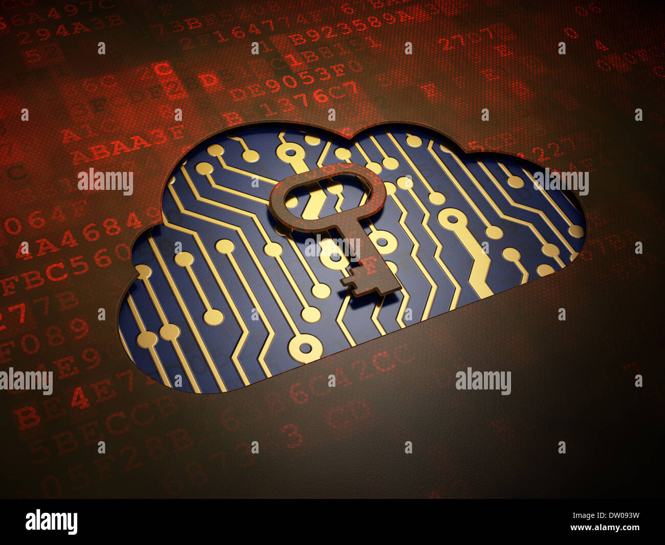 Cloud technology concept: Cloud With Key on digital screen background ...