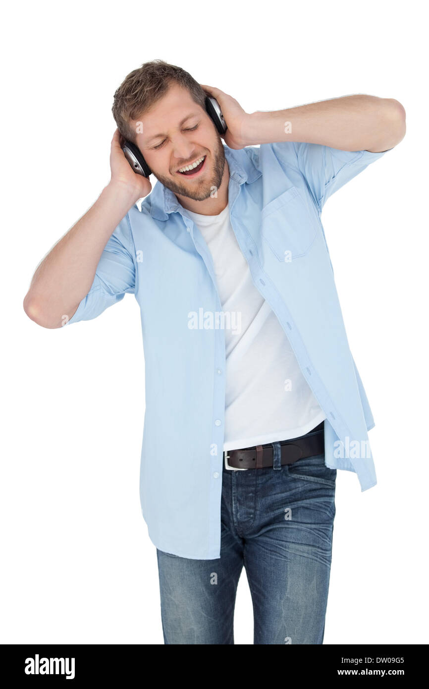 Young model listening music singing hi-res stock photography and images ...
