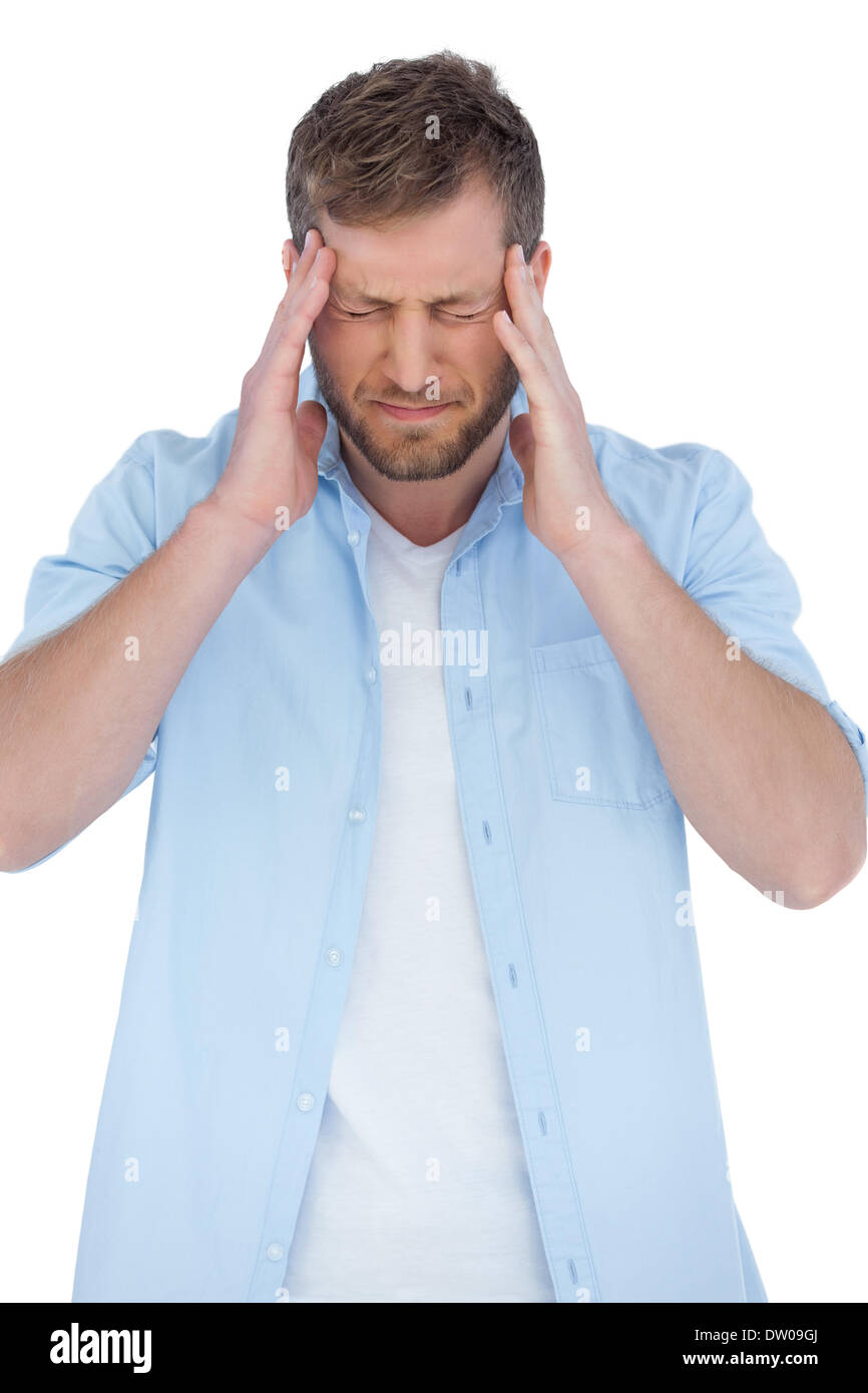 Trendy model having a headache Stock Photo - Alamy