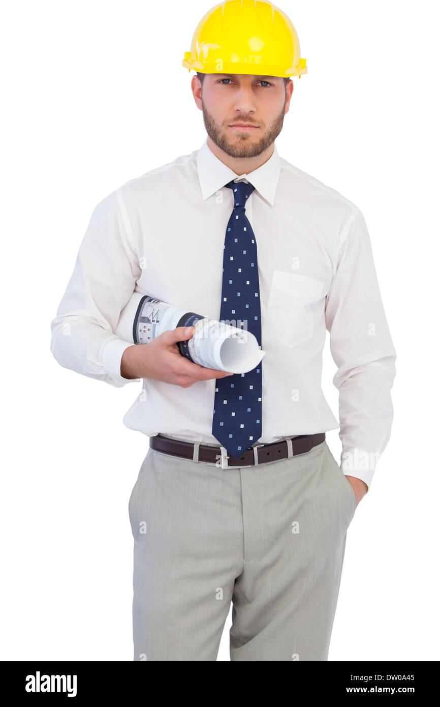 Serious architect holding plan Stock Photo - Alamy Serious architect holding plan Stock Photo - Alamy