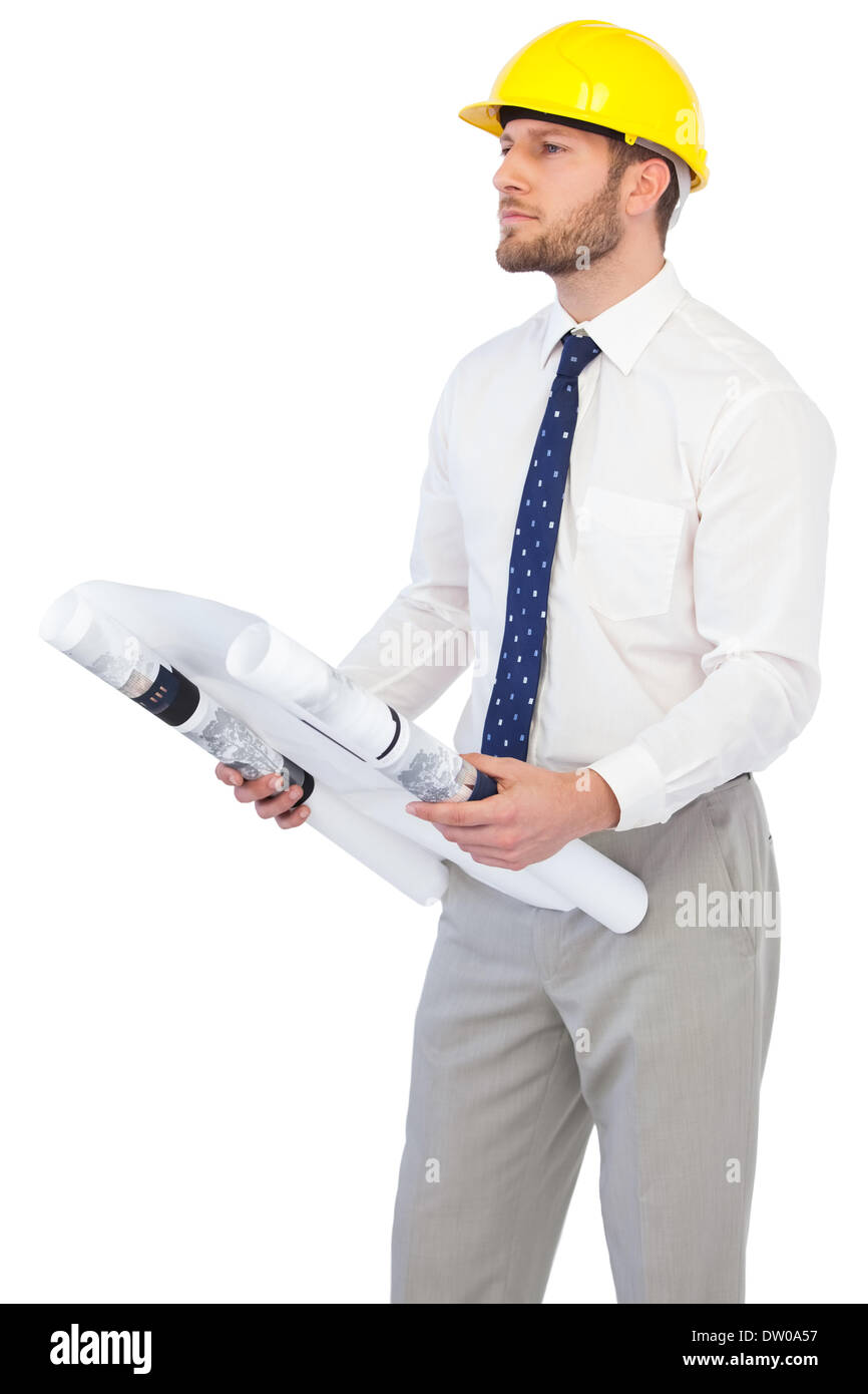 Thoughtful young architect posing Stock Photo - Alamy