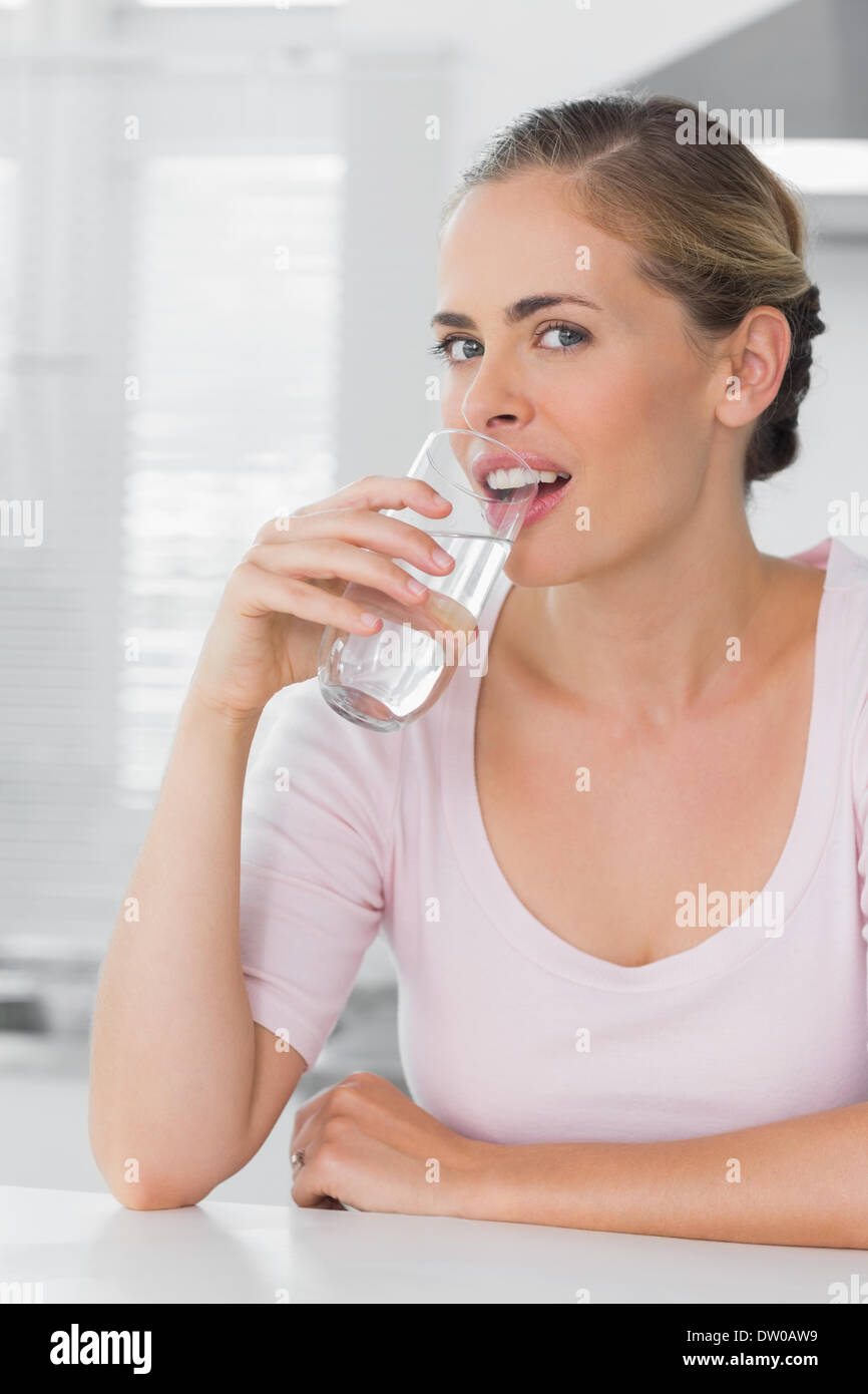 Attractive woman relaxing drinking water hi-res stock photography and ...