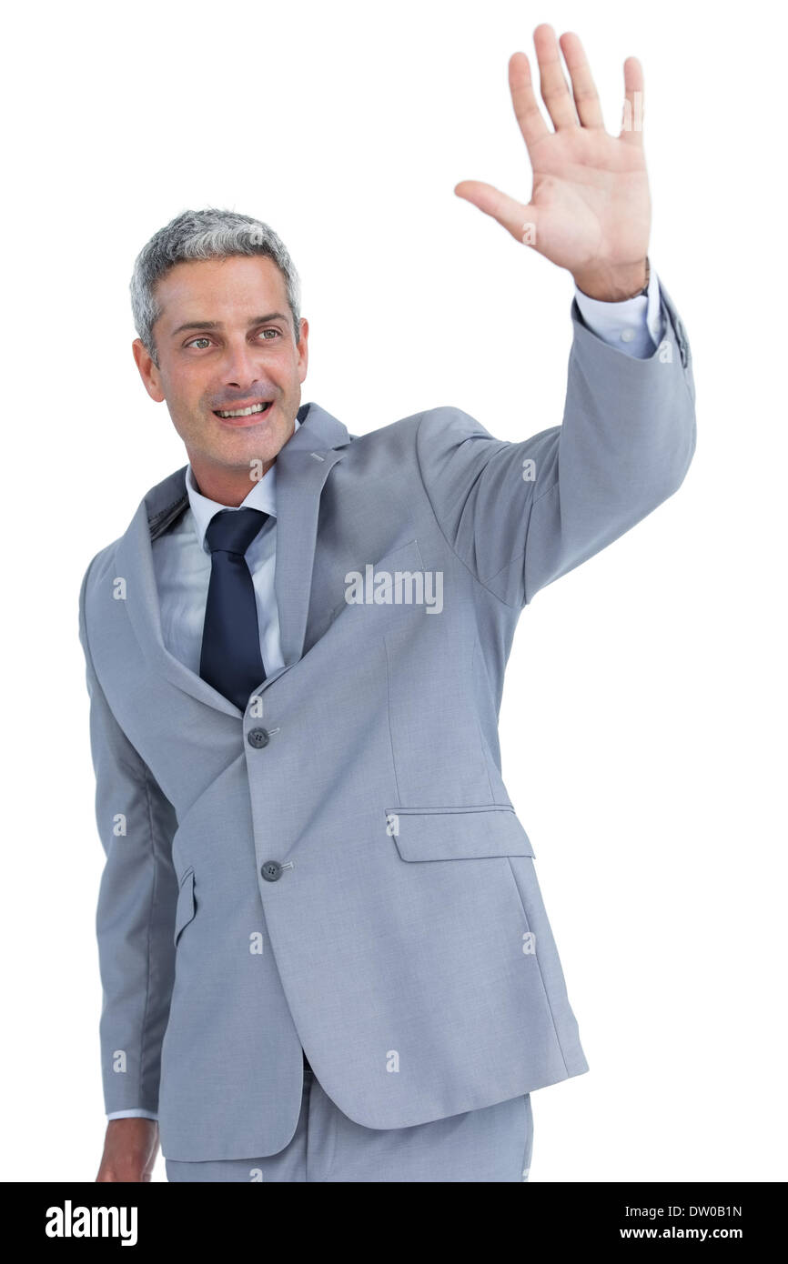 Suit tie waving smiling hi-res stock photography and images - Alamy