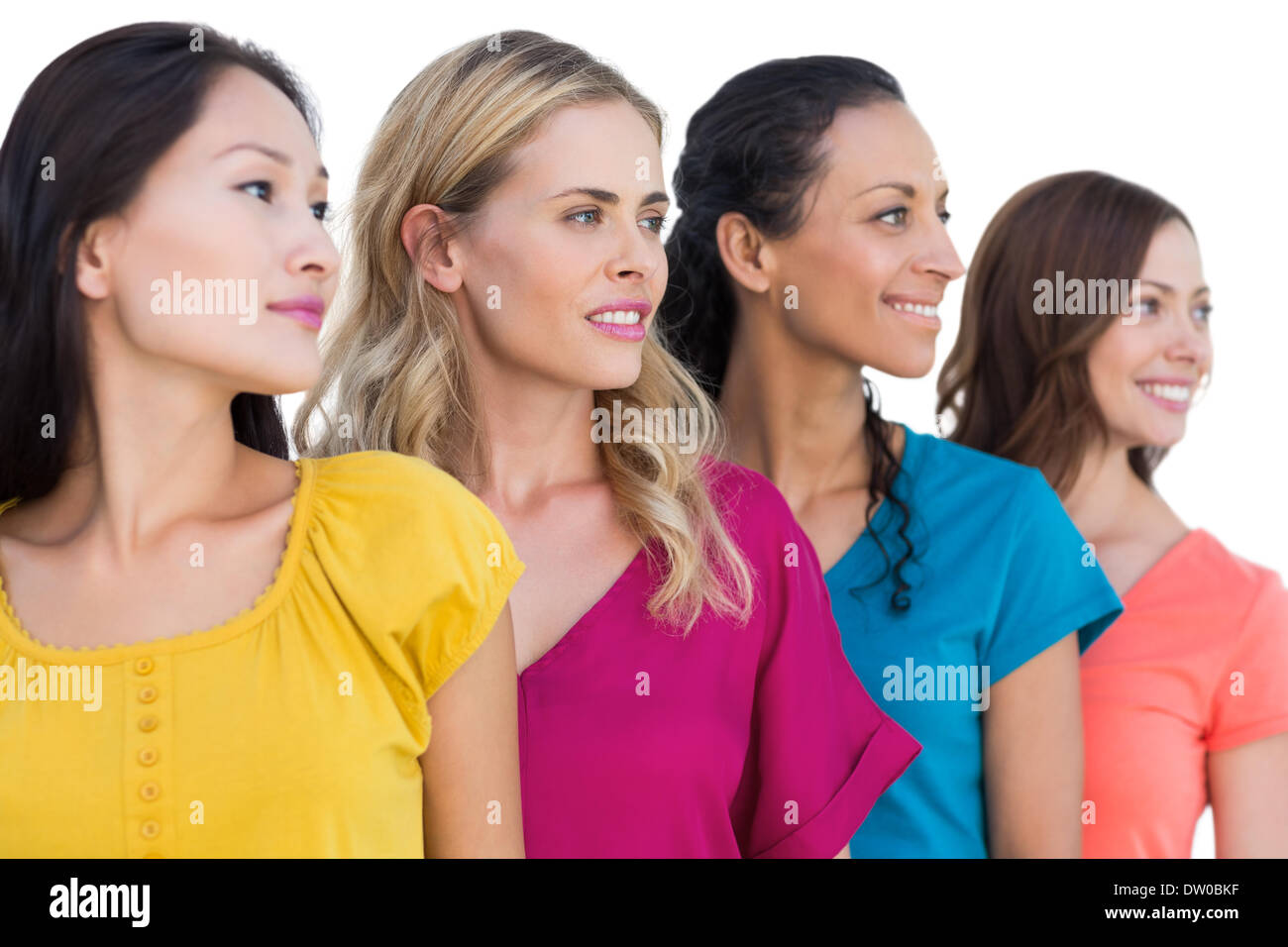 Cheerful models posing and looking away Stock Photo - Alamy