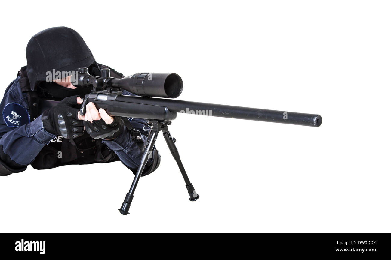 SWAT officer with sniper rifle Stock Photo - Alamy