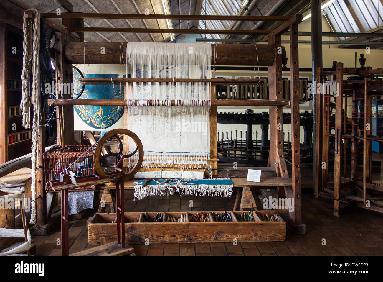 Nineteenth century old wooden haute lisse loom used for weaving ...