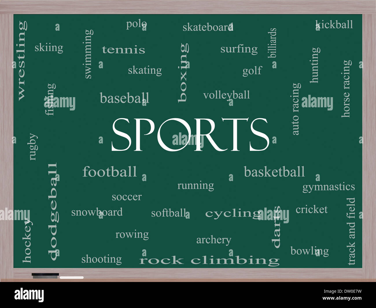 Sports Word Cloud Concept on a Blackboard with great terms such as ...