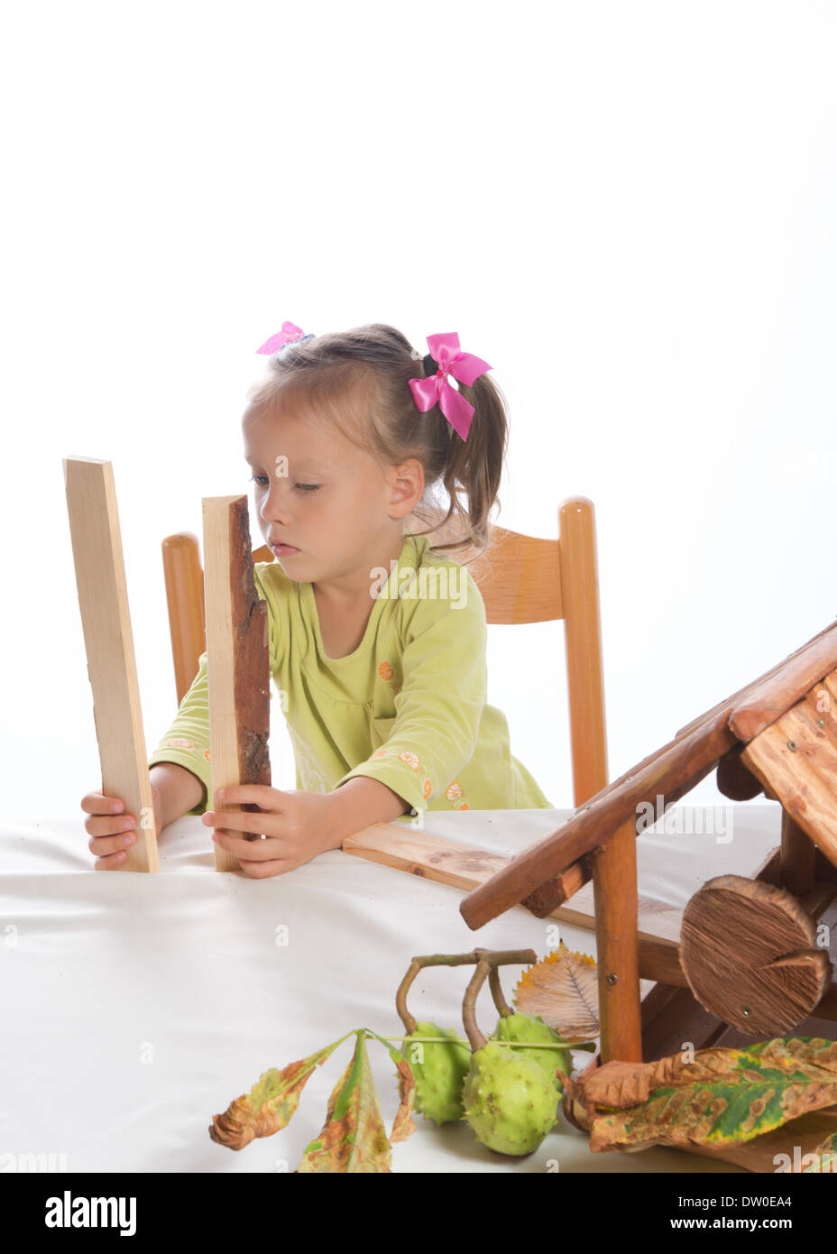 small girls in do handicraft Stock Photo - Alamy