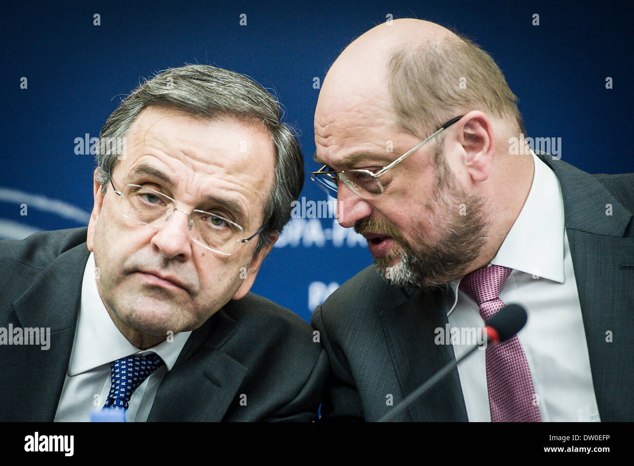 Antonis SAMARAS, Prime Minister of Greece (L) and Martin Schulz , the ...