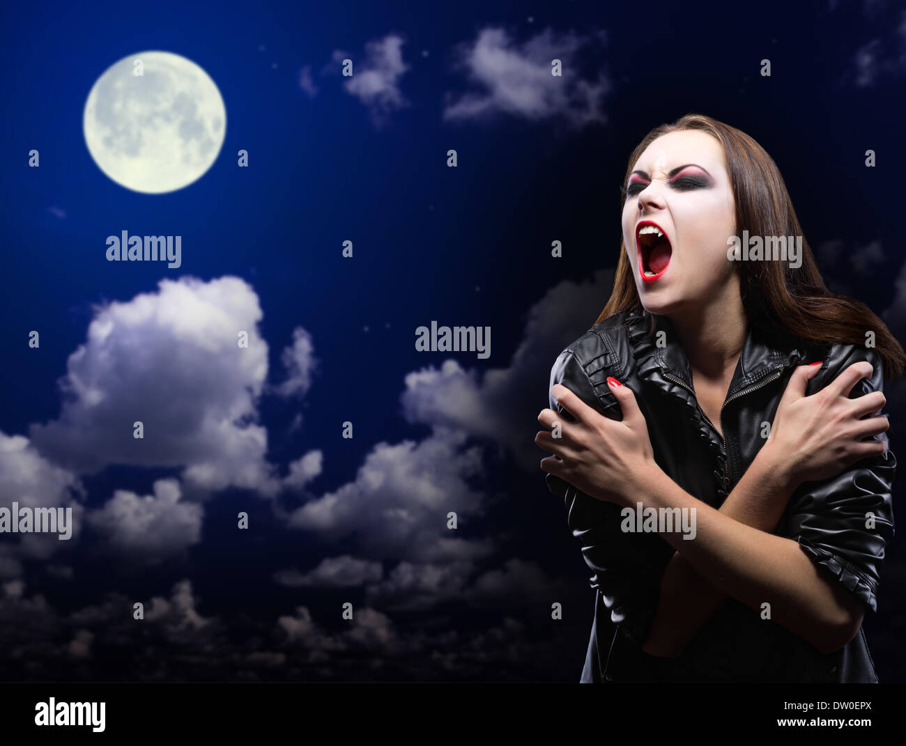 Woman fantasy night moon hi-res stock photography and images - Alamy