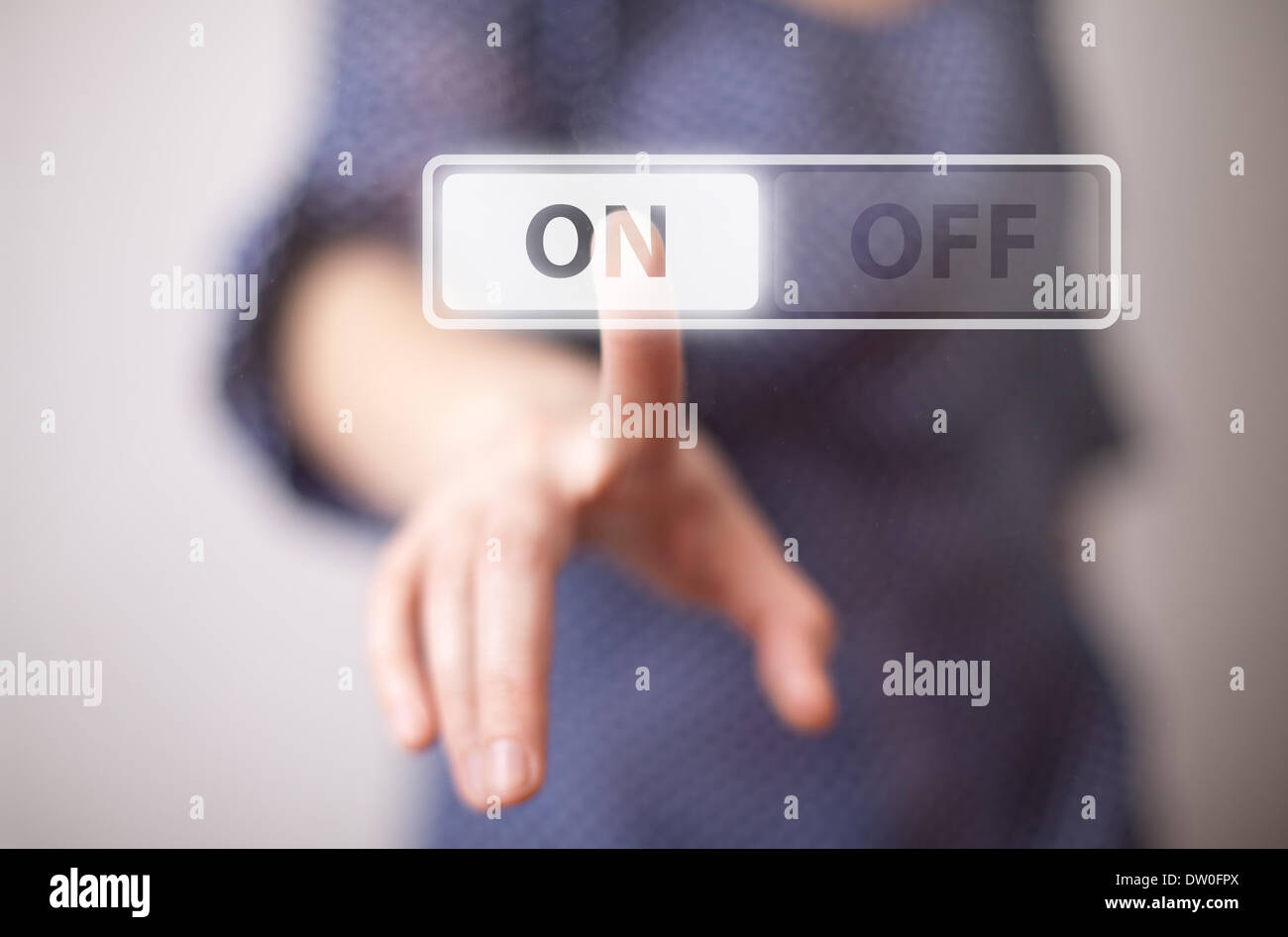 Finger pressing stop button on hi-res stock photography and images - Alamy