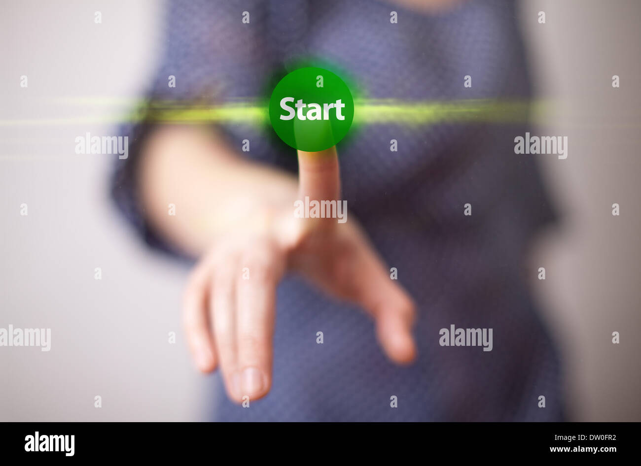 hand pressing start button Stock Photo - Alamy