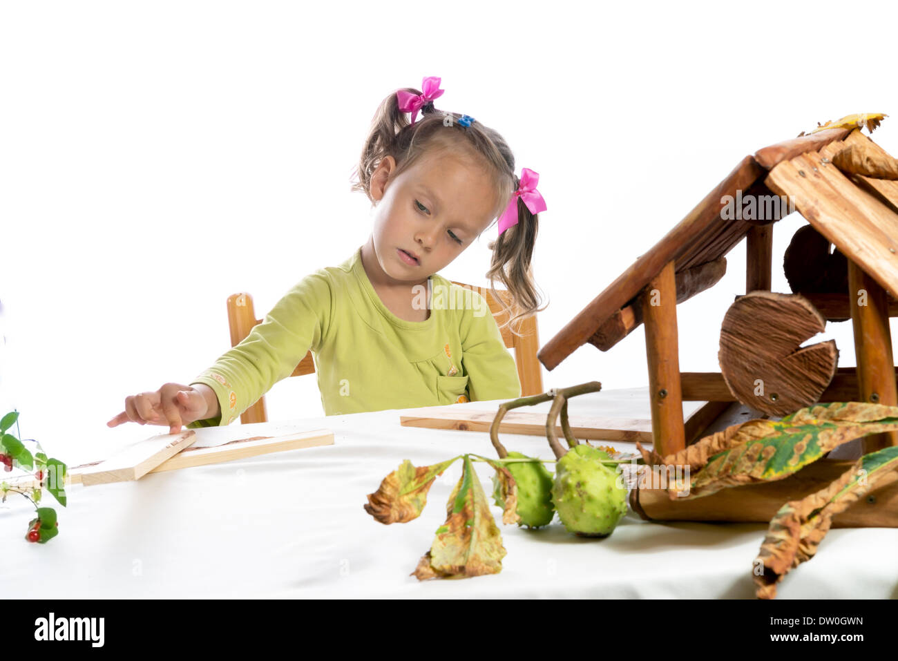 small girls in do handicraft Stock Photo - Alamy