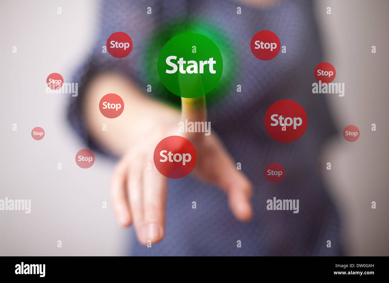 hand pressing start button Stock Photo - Alamy