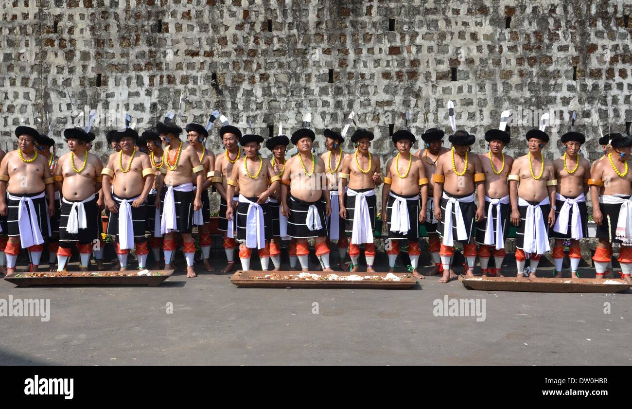 Kisama, India. 25th Feb, 2012. Tribal Anagami tribesmen eats at a ...