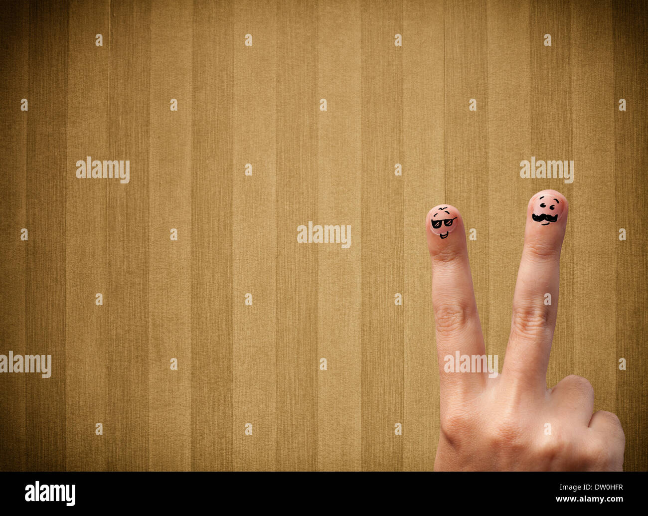 Happy finger smileys with vintage stripe wallpaper background Stock ...