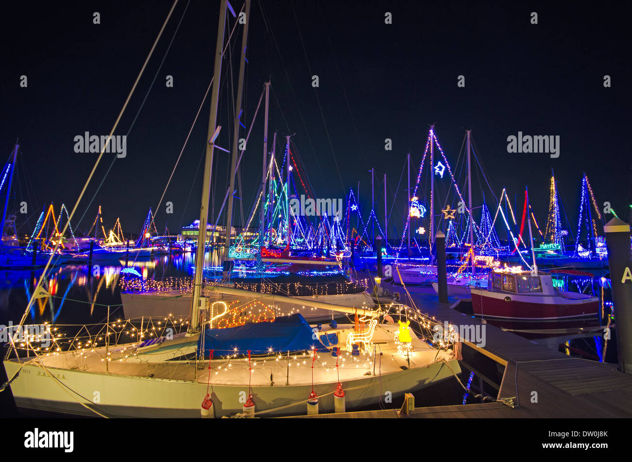 Yacht harbor at night Stock Photo - Alamy