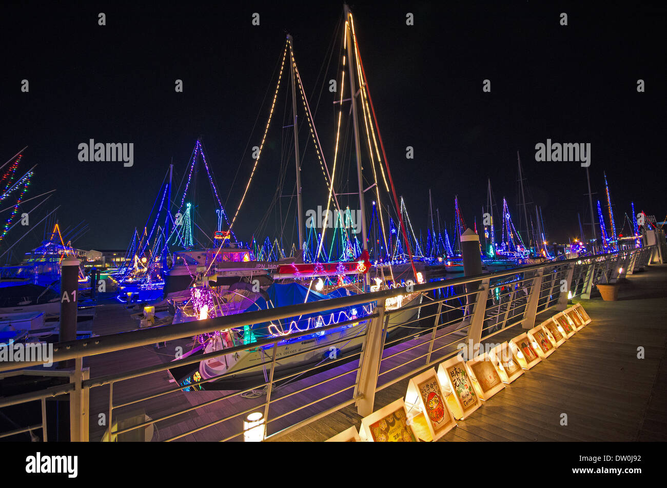 Yacht harbor at night Stock Photo - Alamy