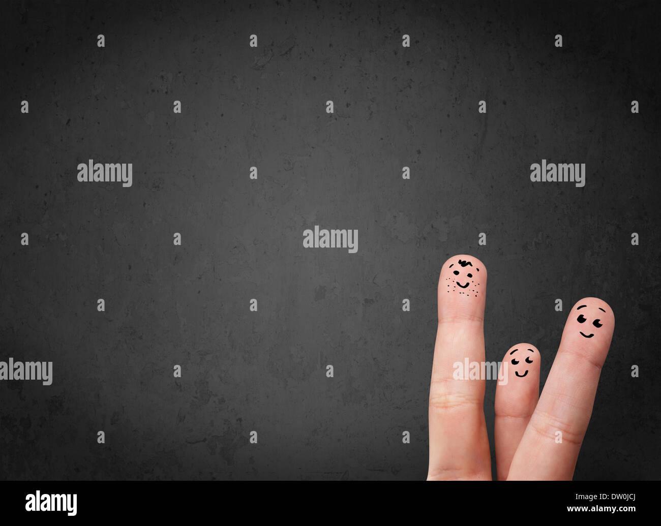 Happy finger smileys with empty copy space dark background Stock Photo ...